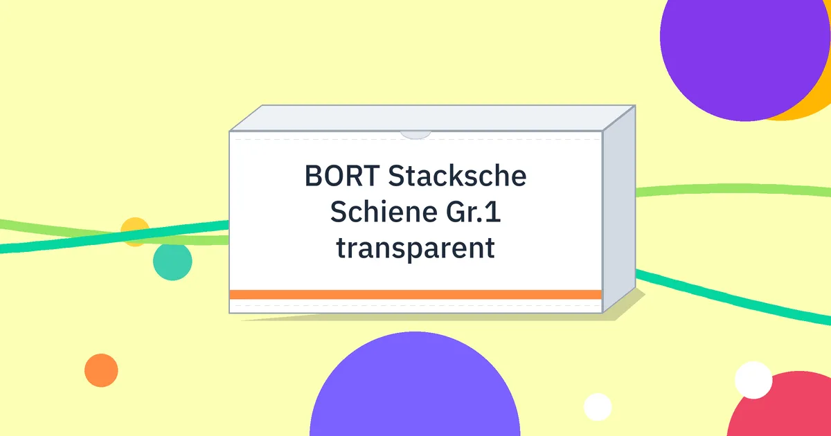 Symbolbild: Packung mit der Aufschrift BORT Stacksche Schiene Gr.1 transparent (PZN 02735349) – Verfügbarkeit und Bezug in Apotheken in Frankfurt am Main