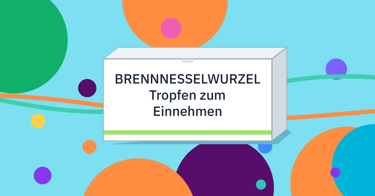 Symbolbild: Packung mit der Aufschrift BRENNNESSELWURZEL Tropfen zum Einnehmen (PZN 11366394) – Verfügbarkeit und Bezug in Apotheken in Frankfurt am Main