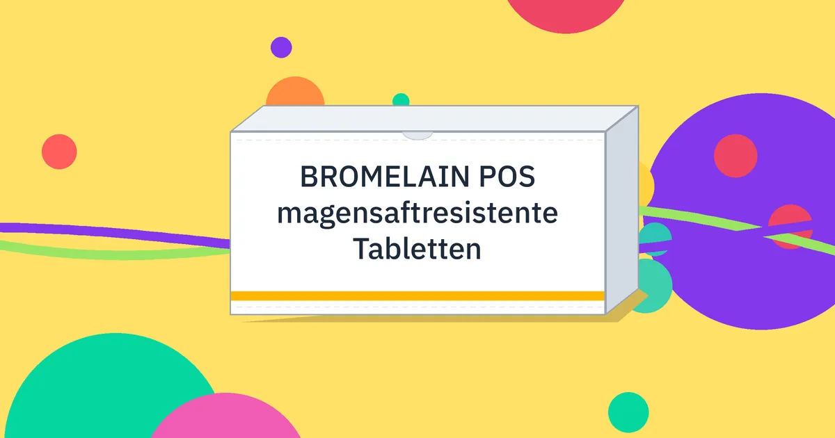 Symbolbild: Packung mit der Aufschrift BROMELAIN POS magensaftresistente Tabletten (PZN 02260001) – Verfügbarkeit und Bezug in Apotheken in Frankfurt am Main
