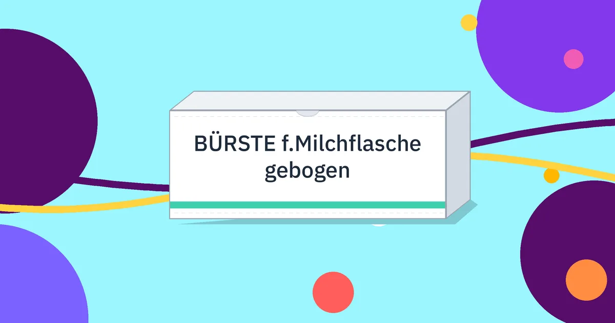 Symbolbild: Packung mit der Aufschrift BÜRSTE f.Milchflasche gebogen (PZN 01732691) – Verfügbarkeit und Bezug in Apotheken in Frankfurt am Main