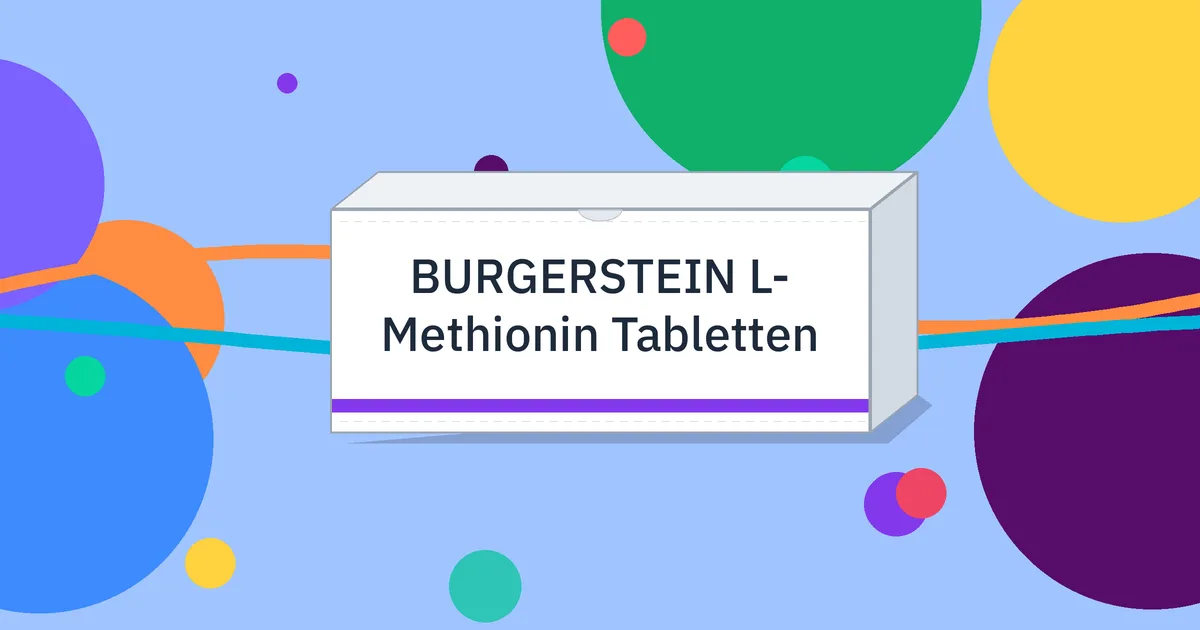 Symbolbild: Packung mit der Aufschrift BURGERSTEIN L-Methionin Tabletten (PZN 17375170) – Verfügbarkeit und Bezug in Apotheken in Frankfurt am Main