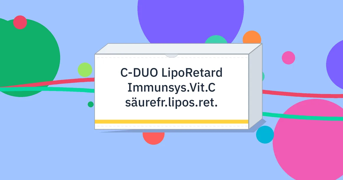 Symbolbild: Packung mit der Aufschrift C-DUO LipoRetard Immunsys.Vit.C säurefr.lipos.ret. (PZN 20388957) – Verfügbarkeit und Bezug in Apotheken in Frankfurt am Main