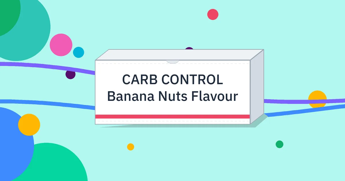 Symbolbild: Packung mit der Aufschrift CARB CONTROL Banana Nuts Flavour (PZN 10135793) – Verfügbarkeit und Bezug in Apotheken in Frankfurt am Main