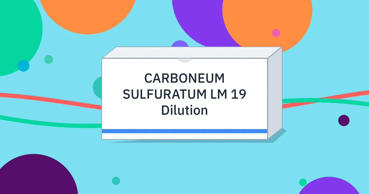 Symbolbild: Packung mit der Aufschrift CARBONEUM SULFURATUM LM 19 Dilution (PZN 12809959) – Verfügbarkeit und Bezug in Apotheken in Frankfurt am Main