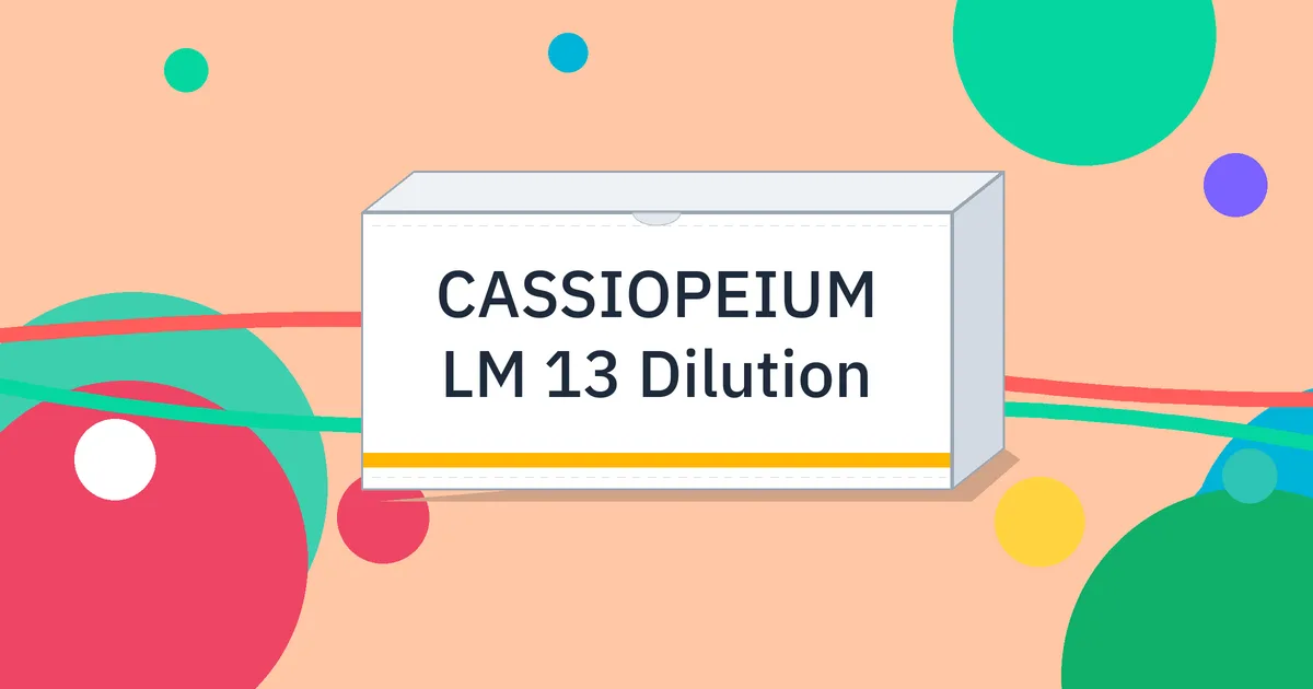 Symbolbild: Packung mit der Aufschrift CASSIOPEIUM LM 13 Dilution (PZN 13433858) – Verfügbarkeit und Bezug in Apotheken in Frankfurt am Main