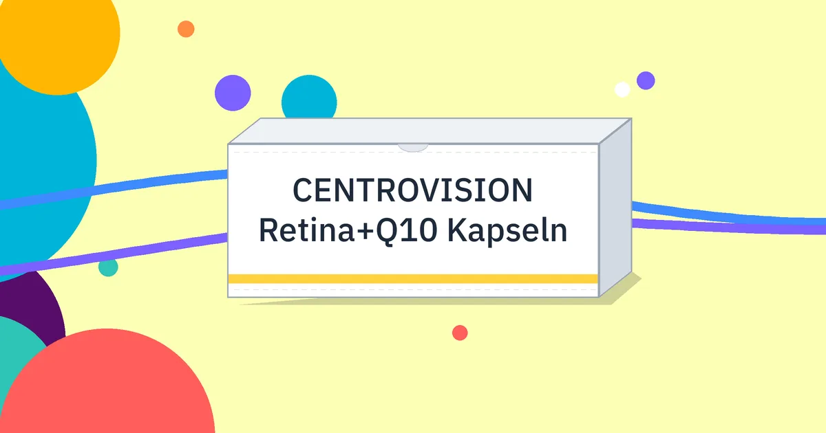 Symbolbild: Packung mit der Aufschrift CENTROVISION Retina+Q10 Kapseln (PZN 18599517) – Verfügbarkeit und Bezug in Apotheken in Frankfurt am Main