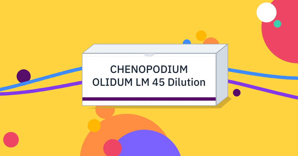 Symbolbild: Packung mit der Aufschrift CHENOPODIUM OLIDUM LM 45 Dilution (PZN 13441533) – Verfügbarkeit und Bezug in Apotheken in Frankfurt am Main