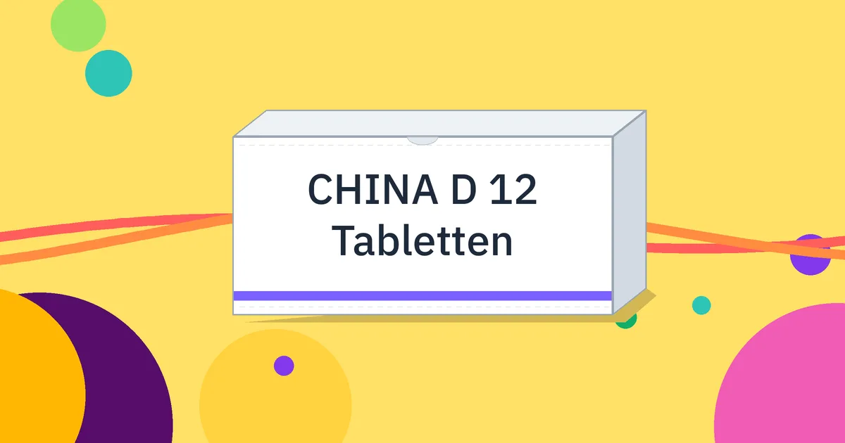 Symbolbild: Packung mit der Aufschrift CHINA D 12 Tabletten (PZN 02628139) – Verfügbarkeit und Bezug in Apotheken in Frankfurt am Main