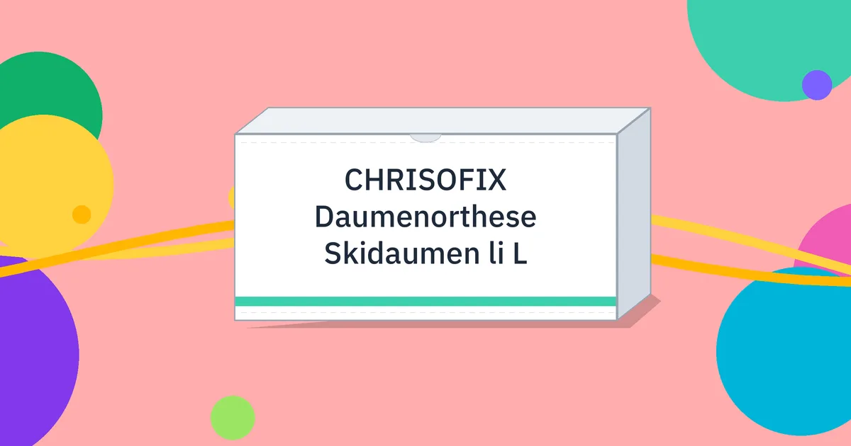 Symbolbild: Packung mit der Aufschrift CHRISOFIX Daumenorthese Skidaumen li L (PZN 17559987) – Verfügbarkeit und Bezug in Apotheken in Frankfurt am Main