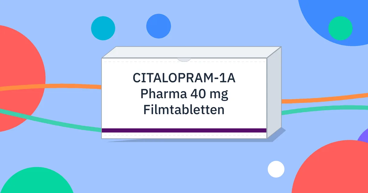 Symbolbild: Packung mit der Aufschrift CITALOPRAM-1A Pharma 40 mg Filmtabletten (PZN 00177052) – Verfügbarkeit und Bezug in Apotheken in Frankfurt am Main