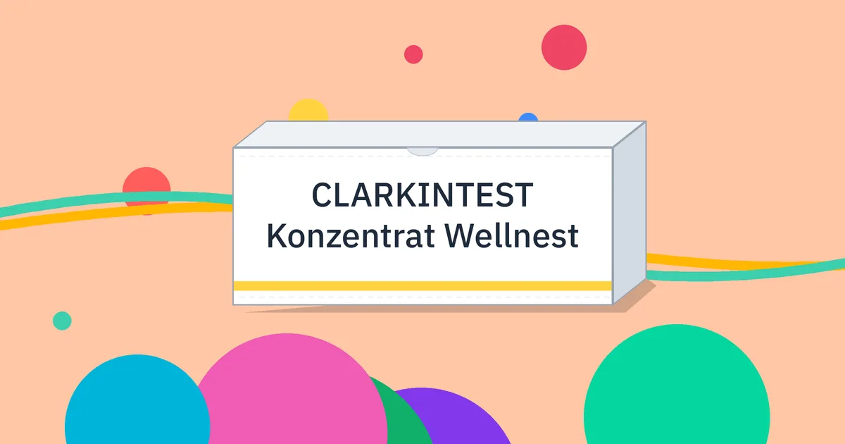 Symbolbild: Packung mit der Aufschrift CLARKINTEST Konzentrat Wellnest (PZN 08458595) – Verfügbarkeit und Bezug in Apotheken in Frankfurt am Main