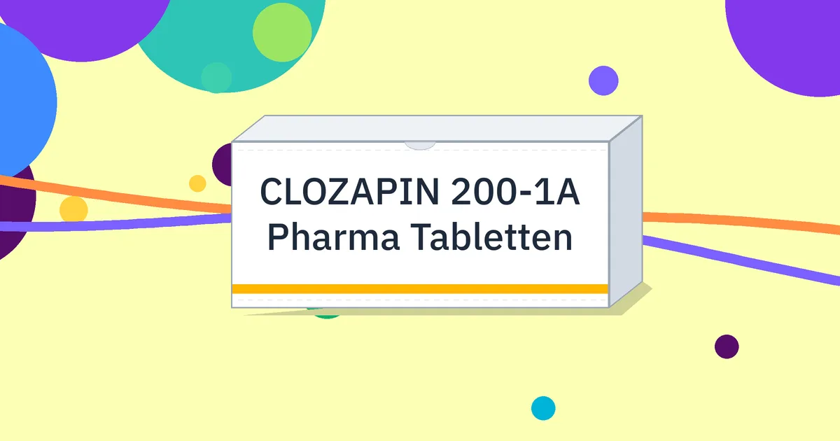 Symbolbild: Packung mit der Aufschrift CLOZAPIN 200-1A Pharma Tabletten (PZN 00682761) – Verfügbarkeit und Bezug in Apotheken in Frankfurt am Main