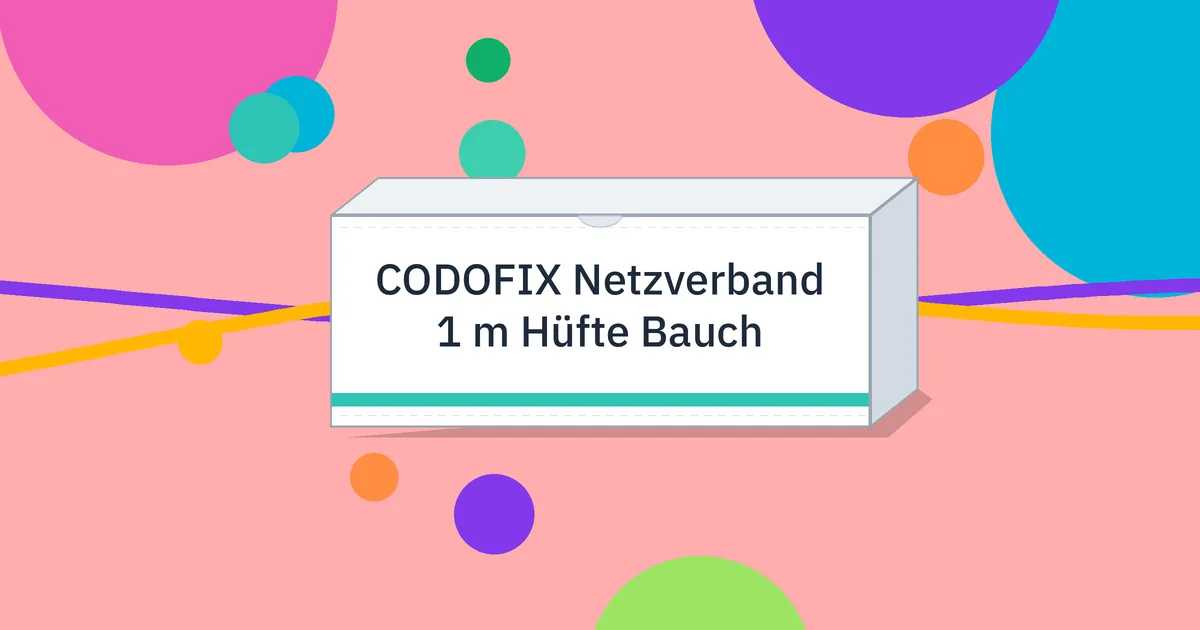 Symbolbild: Packung mit der Aufschrift CODOFIX Netzverband 1 m Hüfte Bauch (PZN 06928217) – Verfügbarkeit und Bezug in Apotheken in Frankfurt am Main