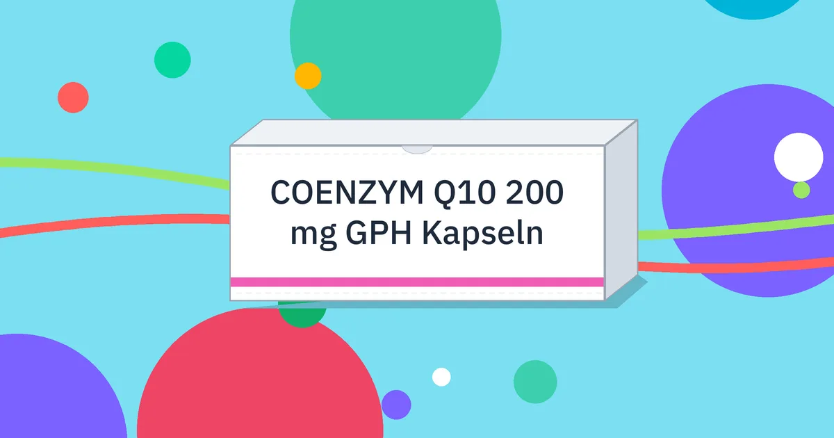 Symbolbild: Packung mit der Aufschrift COENZYM Q10 200 mg GPH Kapseln (PZN 02683196) – Verfügbarkeit und Bezug in Apotheken in Frankfurt am Main