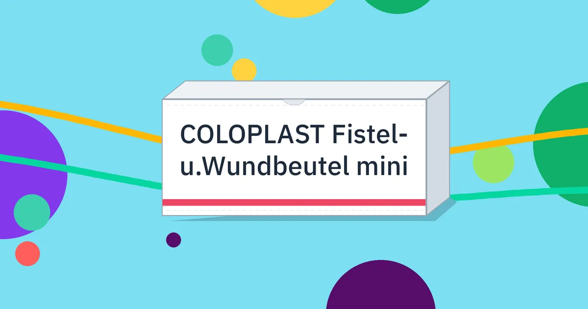 Symbolbild: Packung mit der Aufschrift COLOPLAST Fistel- u.Wundbeutel mini (PZN 18224131) – Verfügbarkeit und Bezug in Apotheken in Frankfurt am Main