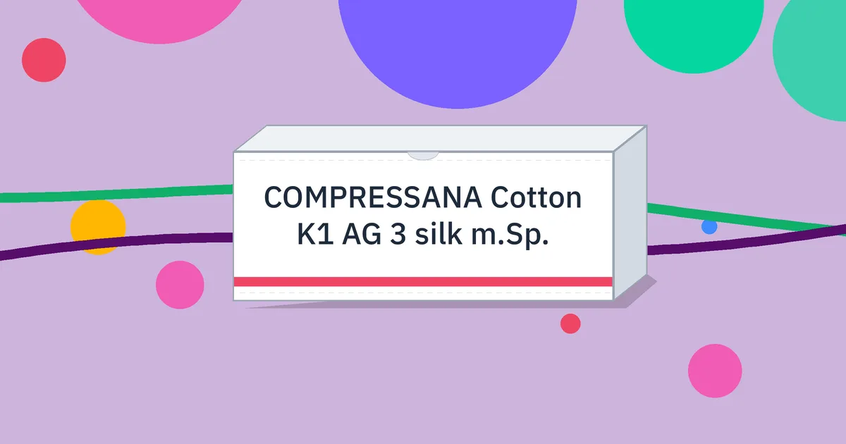 Symbolbild: Packung mit der Aufschrift COMPRESSANA Cotton K1 AG 3 silk m.Sp. (PZN 11393161) – Verfügbarkeit und Bezug in Apotheken in Frankfurt am Main