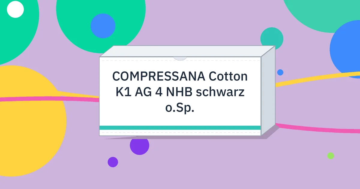 Symbolbild: Packung mit der Aufschrift COMPRESSANA Cotton K1 AG 4 NHB schwarz o.Sp. (PZN 11393304) – Verfügbarkeit und Bezug in Apotheken in Frankfurt am Main