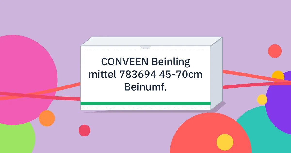 Symbolbild: Packung mit der Aufschrift CONVEEN Beinling mittel 783694 45-70cm Beinumf. (PZN 04573885) – Verfügbarkeit und Bezug in Apotheken in Frankfurt am Main