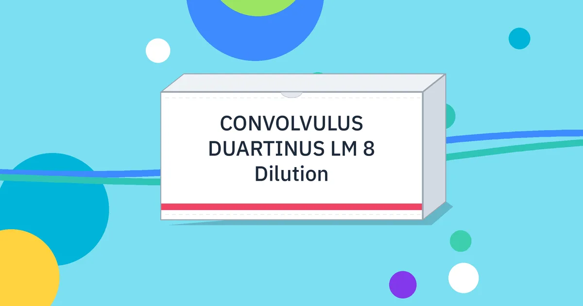 Symbolbild: Packung mit der Aufschrift CONVOLVULUS DUARTINUS LM 8 Dilution (PZN 13450584) – Verfügbarkeit und Bezug in Apotheken in Frankfurt am Main