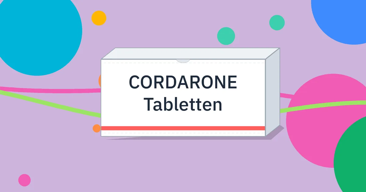 Symbolbild: Packung mit der Aufschrift CORDARONE Tabletten (PZN 02235701) – Verfügbarkeit und Bezug in Apotheken in Frankfurt am Main