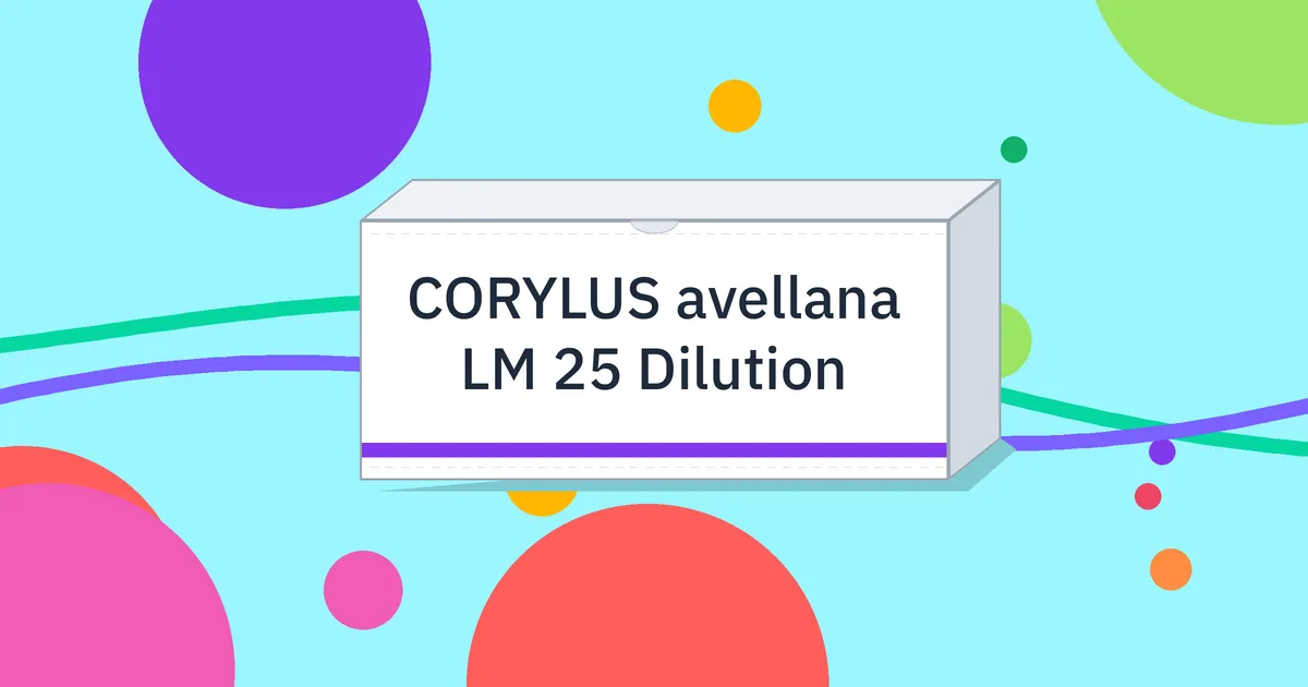 Symbolbild: Packung mit der Aufschrift CORYLUS avellana LM 25 Dilution (PZN 13454613) – Verfügbarkeit und Bezug in Apotheken in Frankfurt am Main