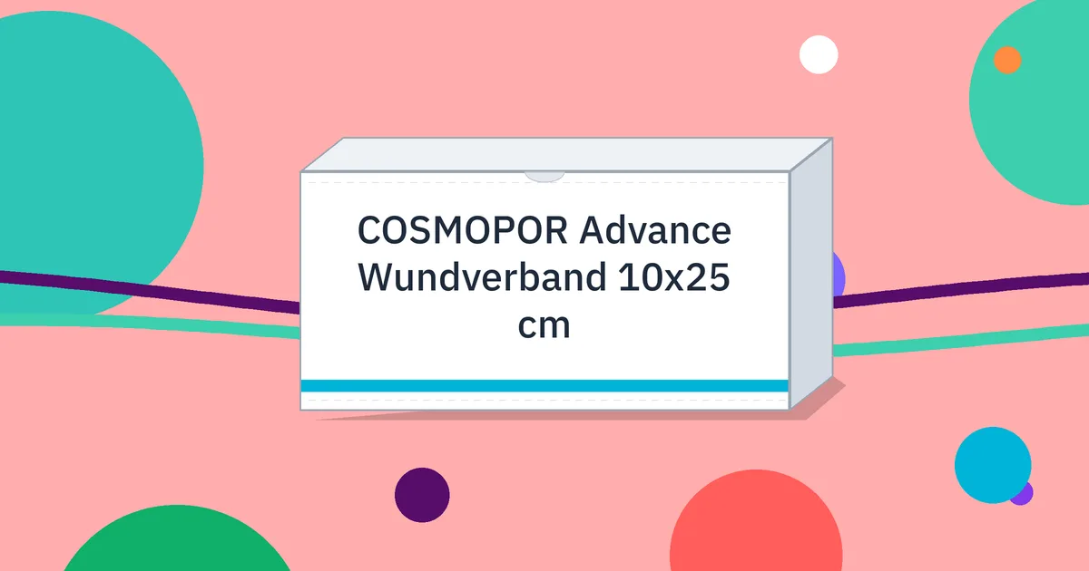 Symbolbild: Packung mit der Aufschrift COSMOPOR Advance Wundverband 10x25 cm (PZN 20167759) – Verfügbarkeit und Bezug in Apotheken in Frankfurt am Main