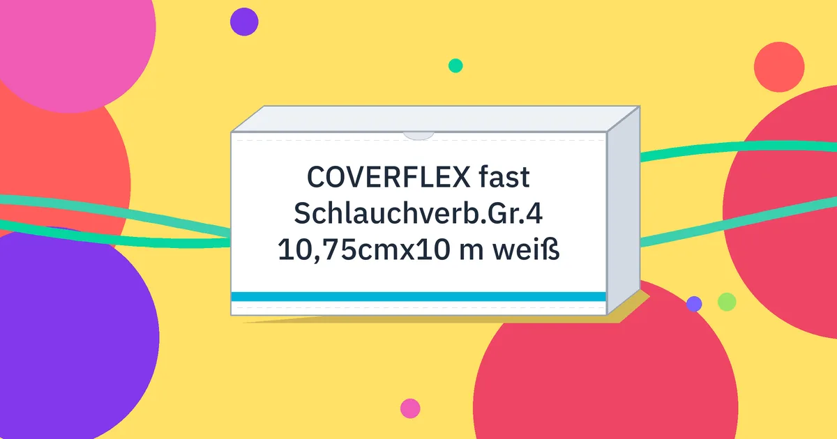 Symbolbild: Packung mit der Aufschrift COVERFLEX fast Schlauchverb.Gr.4 10,75cmx10 m weiß (PZN 20286062) – Verfügbarkeit und Bezug in Apotheken in Frankfurt am Main