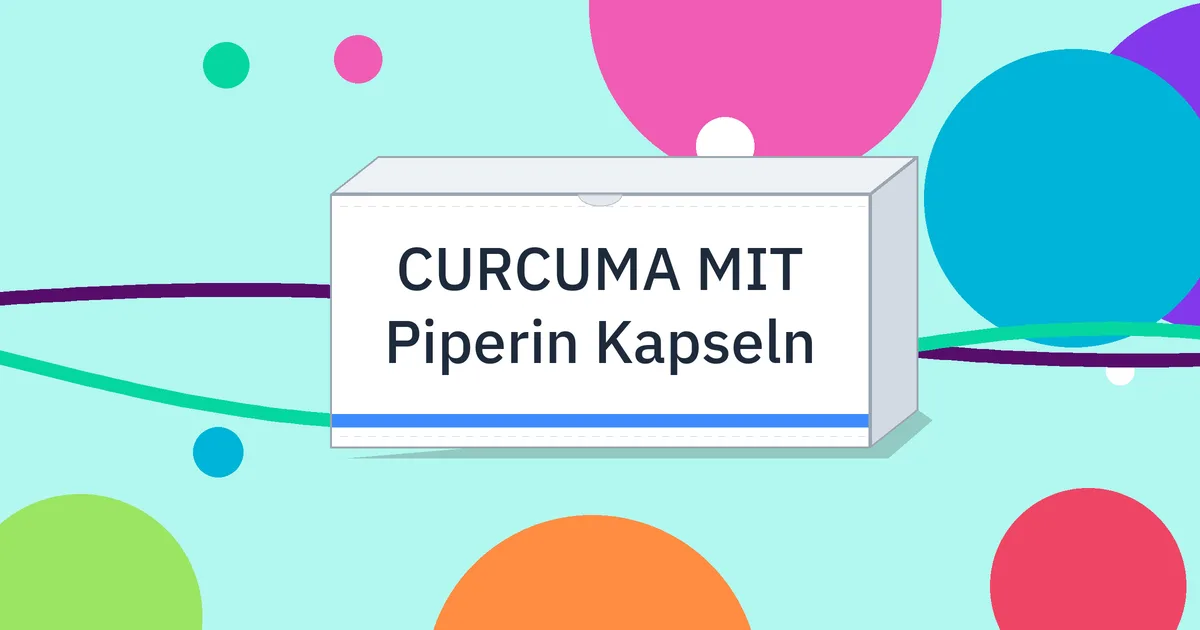 Symbolbild: Packung mit der Aufschrift CURCUMA MIT Piperin Kapseln (PZN 18486457) – Verfügbarkeit und Bezug in Apotheken in Frankfurt am Main