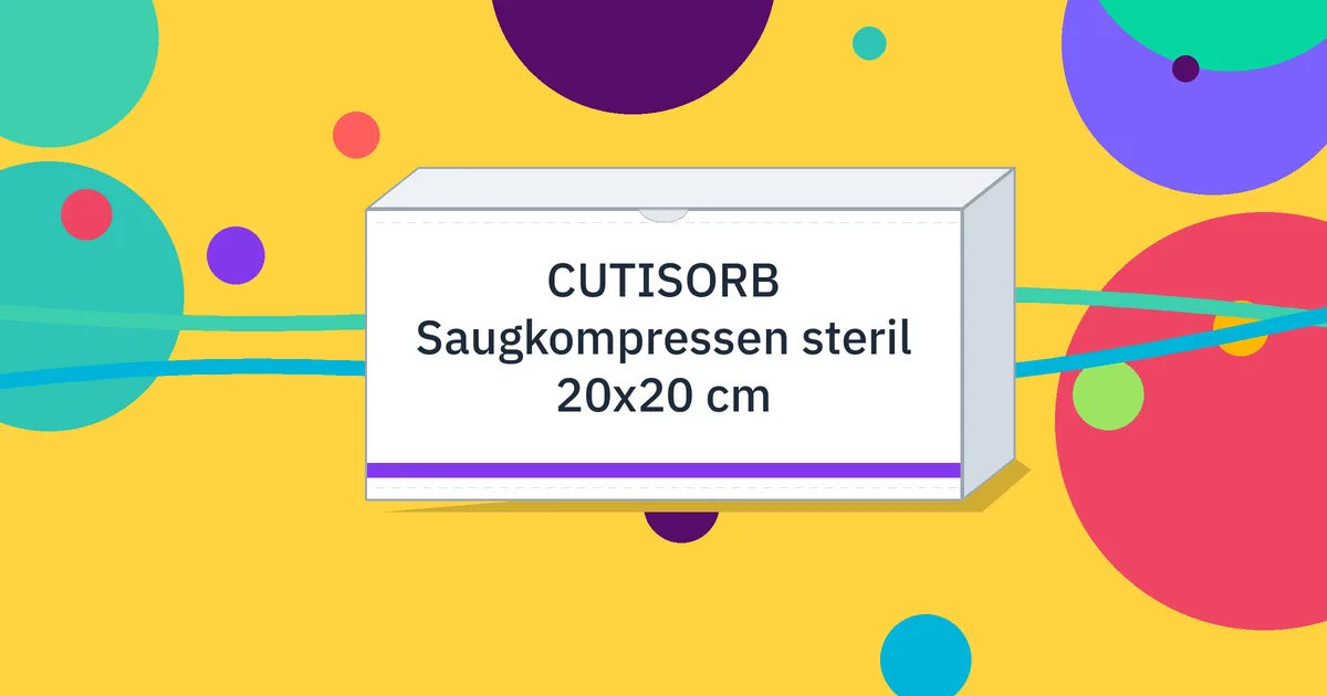Symbolbild: Packung mit der Aufschrift CUTISORB Saugkompressen steril 20x20 cm (PZN 10556112) – Verfügbarkeit und Bezug in Apotheken in Frankfurt am Main