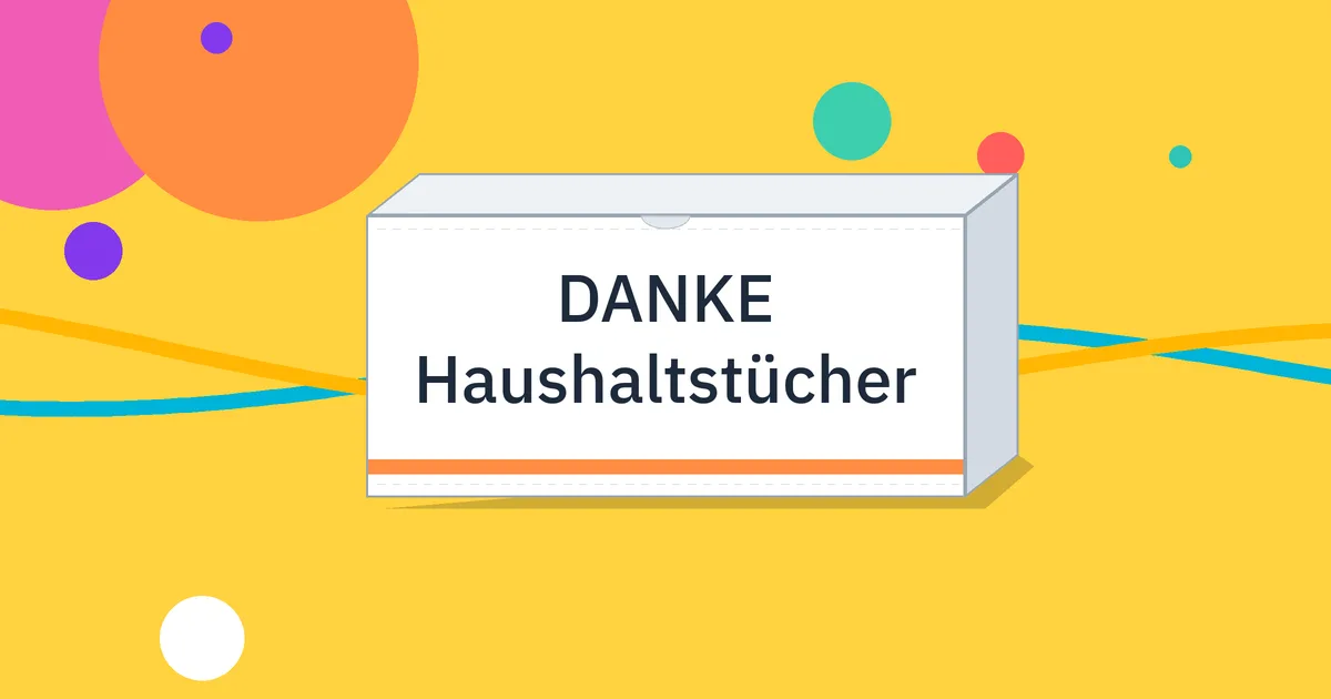 Symbolbild: Packung mit der Aufschrift DANKE Haushaltstücher (PZN 11689890) – Verfügbarkeit und Bezug in Apotheken in Frankfurt am Main