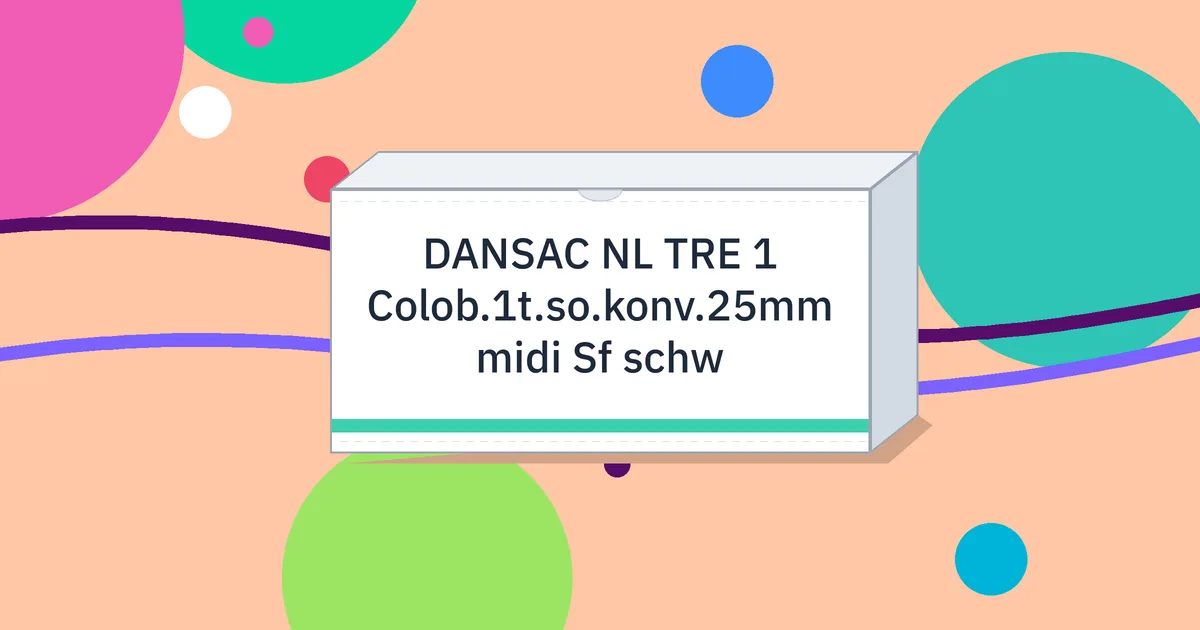 Symbolbild: Packung mit der Aufschrift DANSAC NL TRE 1 Colob.1t.so.konv.25mm midi Sf schw (PZN 19745033) – Verfügbarkeit und Bezug in Apotheken in Frankfurt am Main