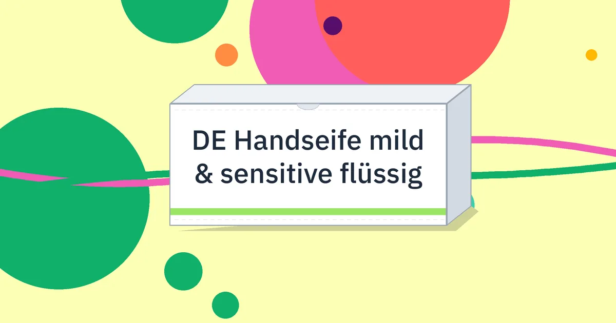Symbolbild: Packung mit der Aufschrift DE Handseife mild & sensitive flüssig (PZN 19503525) – Verfügbarkeit und Bezug in Apotheken in Frankfurt am Main