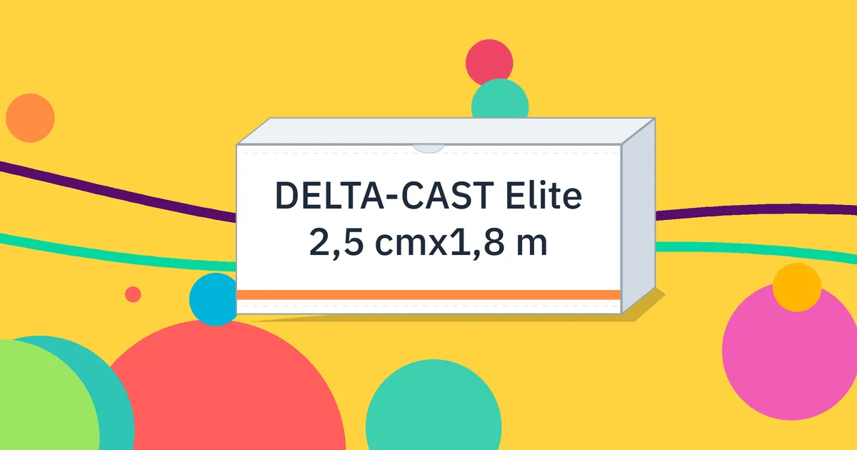 Symbolbild: Packung mit der Aufschrift DELTA-CAST Elite 2,5 cmx1,8 m (PZN 04780762) – Verfügbarkeit und Bezug in Apotheken in Frankfurt am Main