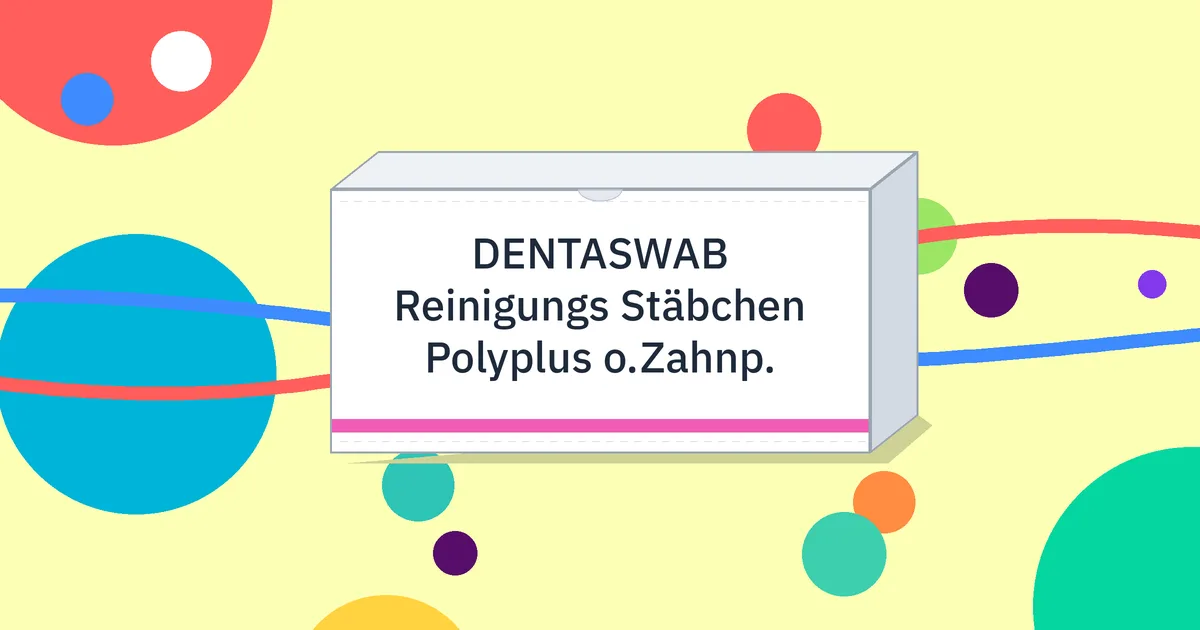 Symbolbild: Packung mit der Aufschrift DENTASWAB Reinigungs Stäbchen Polyplus o.Zahnp. (PZN 06800983) – Verfügbarkeit und Bezug in Apotheken in Frankfurt am Main