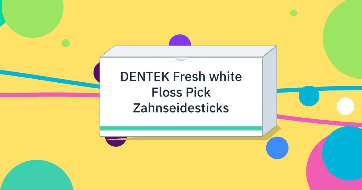 Symbolbild: Packung mit der Aufschrift DENTEK Fresh white Floss Pick Zahnseidesticks (PZN 14027965) – Verfügbarkeit und Bezug in Apotheken in Frankfurt am Main