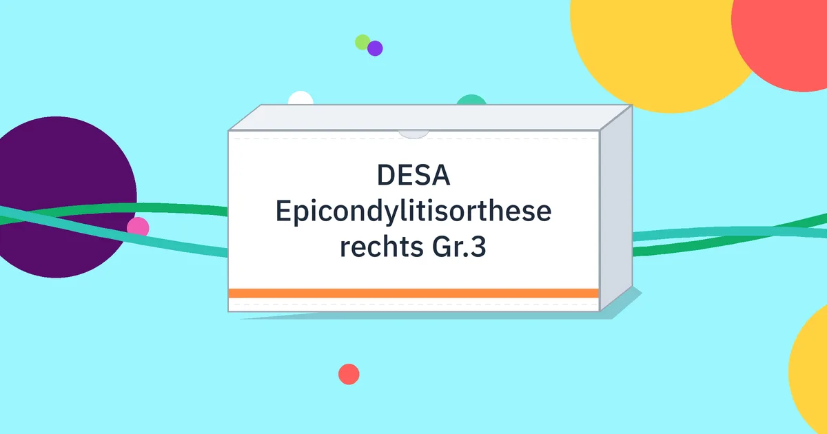 Symbolbild: Packung mit der Aufschrift DESA Epicondylitisorthese rechts Gr.3 (PZN 11098025) – Verfügbarkeit und Bezug in Apotheken in Frankfurt am Main