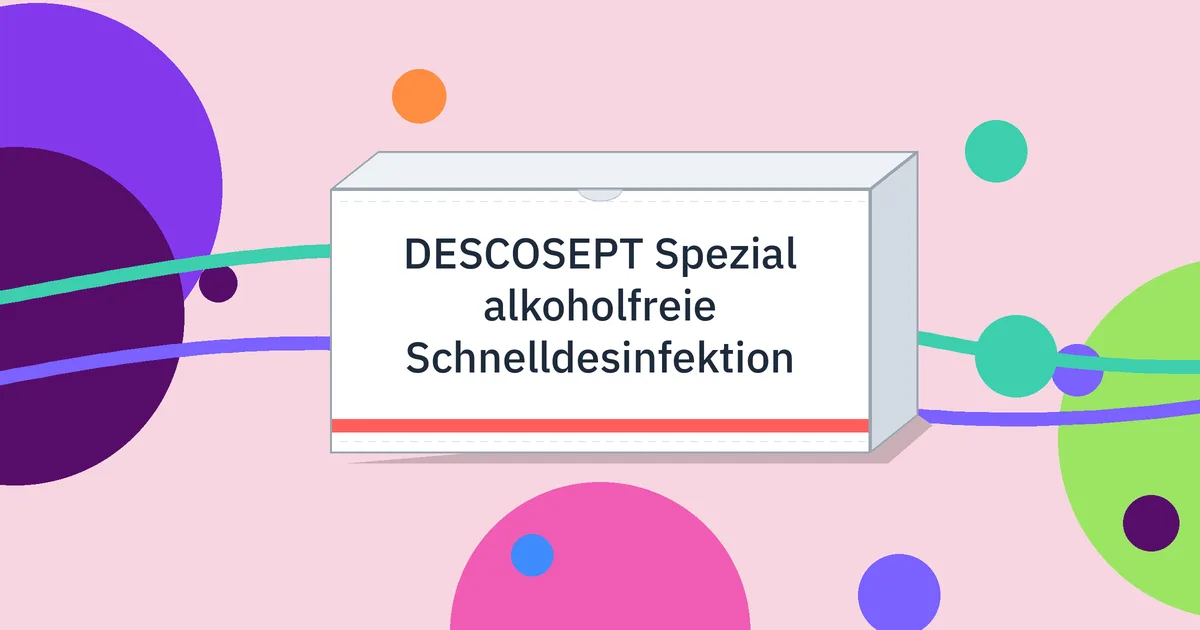 Symbolbild: Packung mit der Aufschrift DESCOSEPT Spezial alkoholfreie Schnelldesinfektion (PZN 10045713) – Verfügbarkeit und Bezug in Apotheken in Frankfurt am Main
