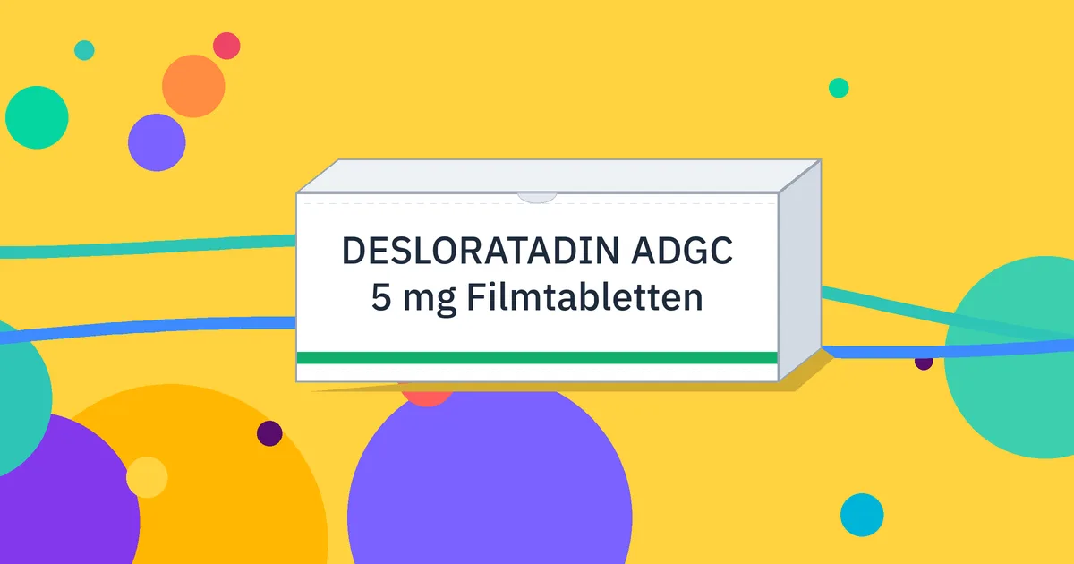 Symbolbild: Packung mit der Aufschrift DESLORATADIN ADGC 5 mg Filmtabletten (PZN 17145955) – Verfügbarkeit und Bezug in Apotheken in Frankfurt am Main