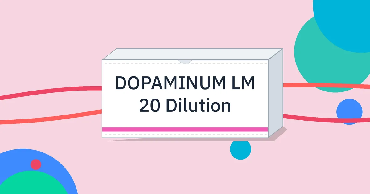 Symbolbild: Packung mit der Aufschrift DOPAMINUM LM 20 Dilution (PZN 12842744) – Verfügbarkeit und Bezug in Apotheken in Frankfurt am Main
