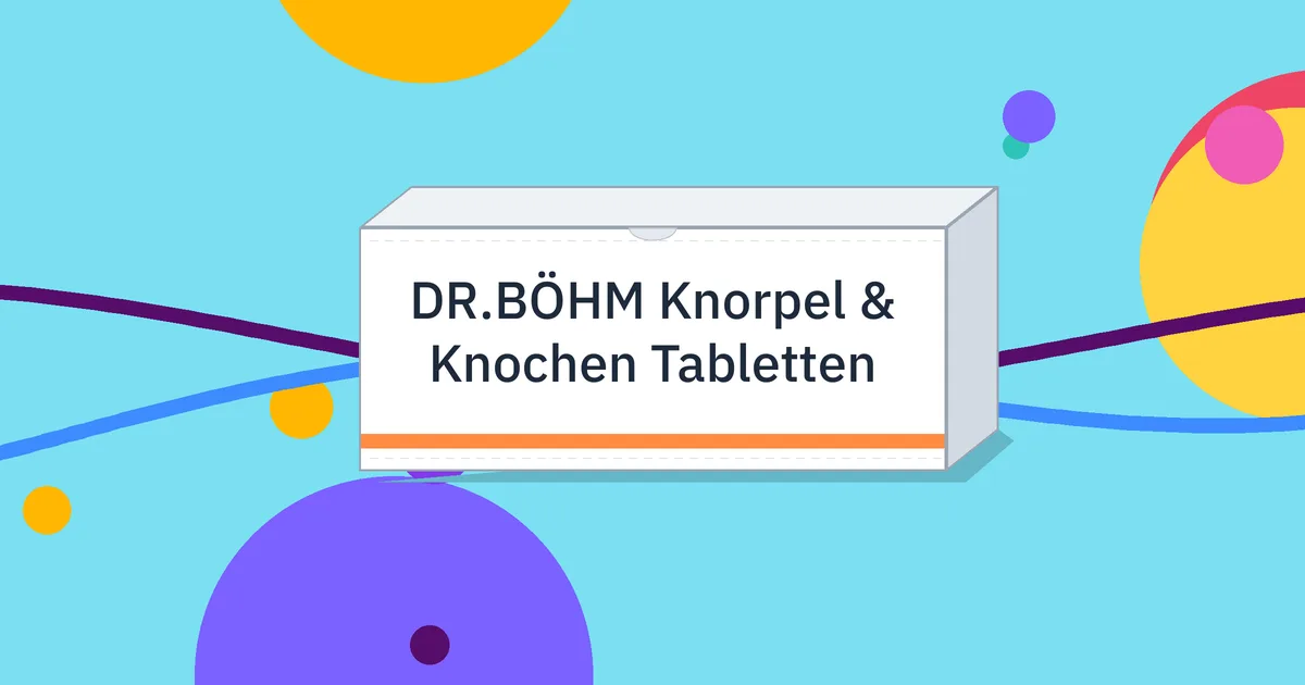 Symbolbild: Packung mit der Aufschrift DR.BÖHM Knorpel & Knochen Tabletten (PZN 19267208) – Verfügbarkeit und Bezug in Apotheken in Frankfurt am Main