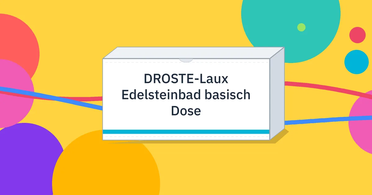 Symbolbild: Packung mit der Aufschrift DROSTE-Laux Edelsteinbad basisch Dose (PZN 01900510) – Verfügbarkeit und Bezug in Apotheken in Frankfurt am Main