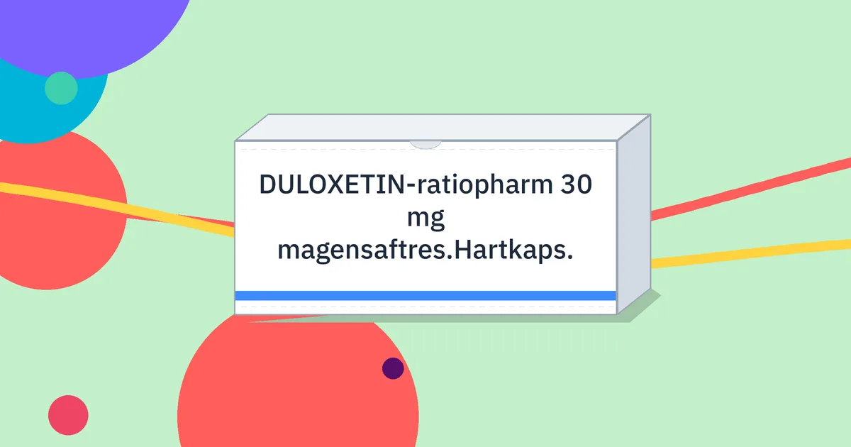 Symbolbild: Packung mit der Aufschrift DULOXETIN-ratiopharm 30 mg magensaftres.Hartkaps. (PZN 10531164) – Verfügbarkeit und Bezug in Apotheken in Frankfurt am Main