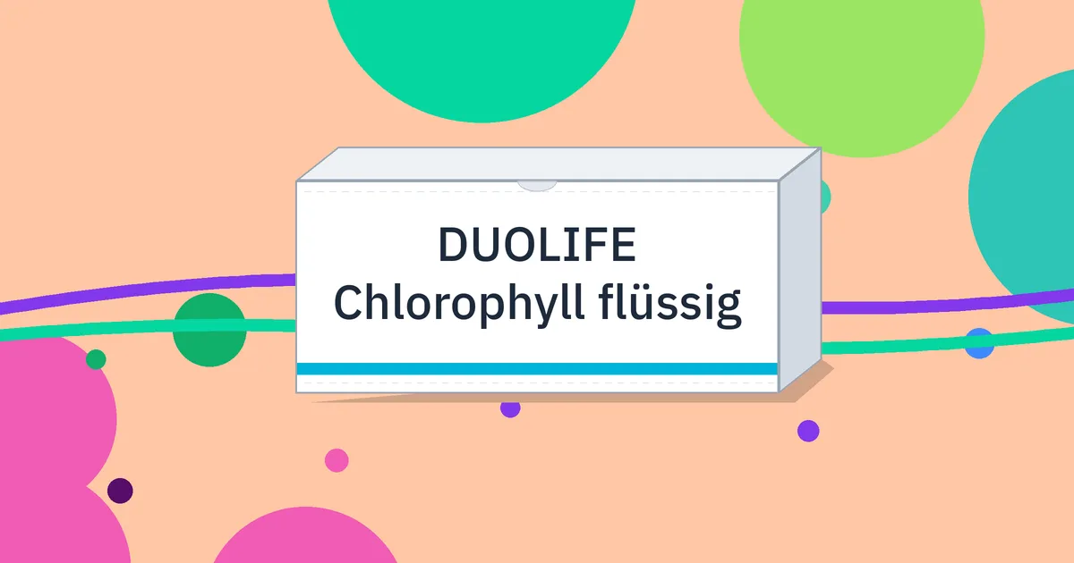 Symbolbild: Packung mit der Aufschrift DUOLIFE Chlorophyll flüssig (PZN 16613489) – Verfügbarkeit und Bezug in Apotheken in Frankfurt am Main
