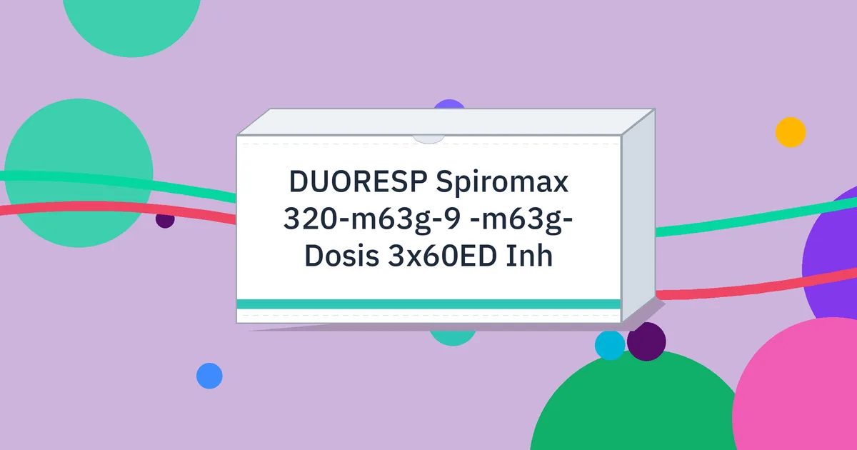 Symbolbild: Packung mit der Aufschrift DUORESP Spiromax 320-m63g-9 -m63g-Dosis 3x60ED Inh (PZN 18739869) – Verfügbarkeit und Bezug in Apotheken in Frankfurt am Main