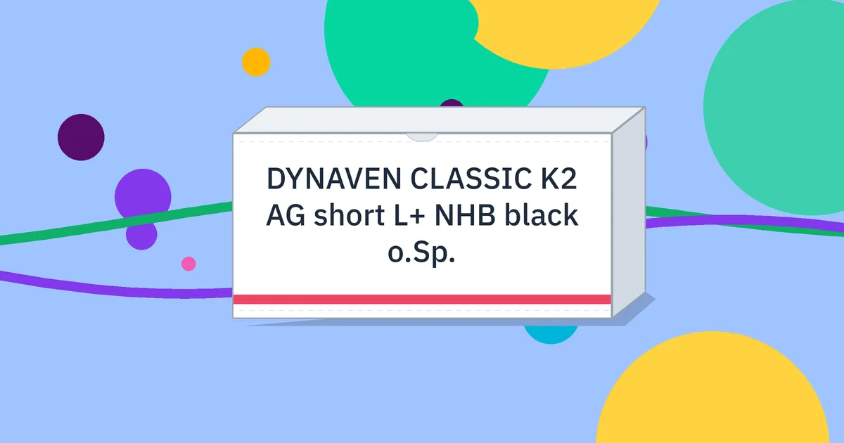 Symbolbild: Packung mit der Aufschrift DYNAVEN CLASSIC K2 AG short L+ NHB black o.Sp. (PZN 18418355) – Verfügbarkeit und Bezug in Apotheken in Frankfurt am Main
