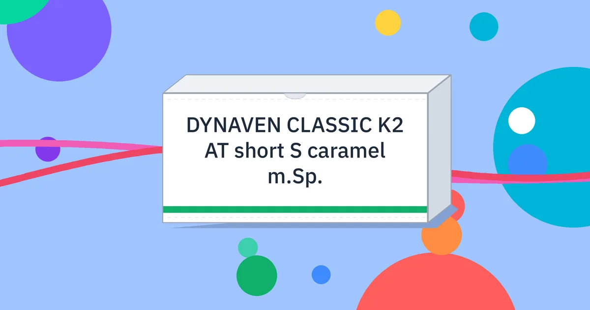 Symbolbild: Packung mit der Aufschrift DYNAVEN CLASSIC K2 AT short S caramel m.Sp. (PZN 18419260) – Verfügbarkeit und Bezug in Apotheken in Frankfurt am Main