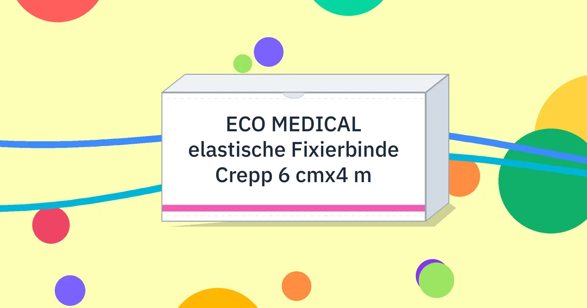 Symbolbild: Packung mit der Aufschrift ECO MEDICAL elastische Fixierbinde Crepp 6 cmx4 m (PZN 00754070) – Verfügbarkeit und Bezug in Apotheken in Frankfurt am Main