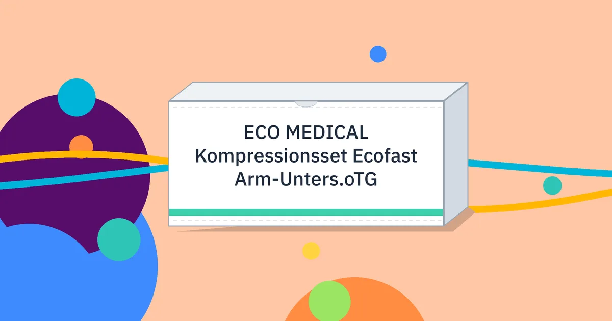 Symbolbild: Packung mit der Aufschrift ECO MEDICAL Kompressionsset Ecofast Arm-Unters.oTG (PZN 14029303) – Verfügbarkeit und Bezug in Apotheken in Frankfurt am Main