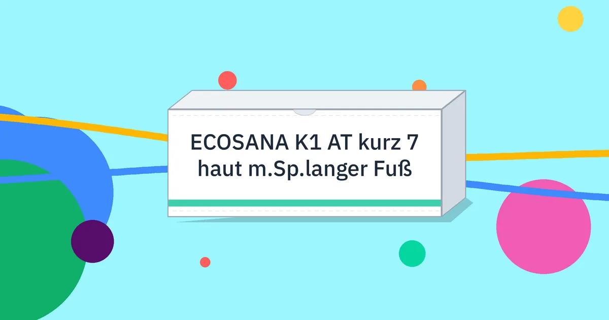 Symbolbild: Packung mit der Aufschrift ECOSANA K1 AT kurz 7 haut m.Sp.langer Fuß (PZN 04732496) – Verfügbarkeit und Bezug in Apotheken in Frankfurt am Main