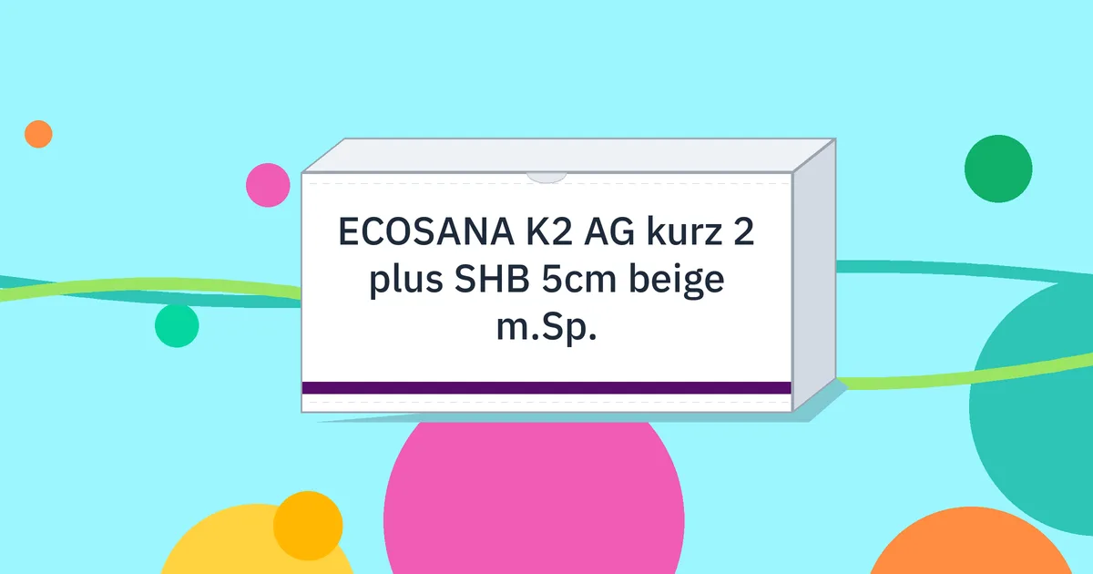Symbolbild: Packung mit der Aufschrift ECOSANA K2 AG kurz 2 plus SHB 5cm beige m.Sp. (PZN 01394797) – Verfügbarkeit und Bezug in Apotheken in Frankfurt am Main